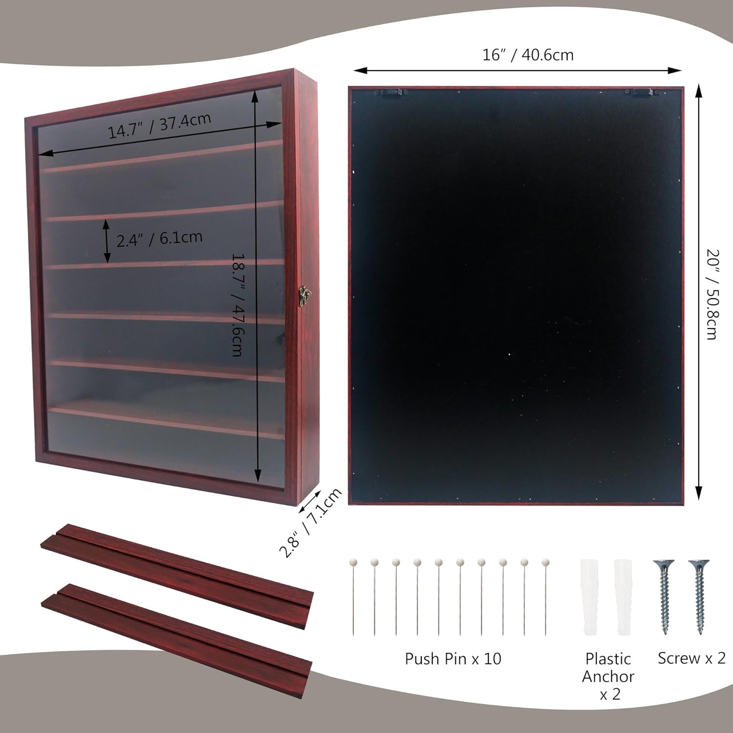 GraduationMall Shadow Box Frame with Removable Shelves,16×20 Cherry ...