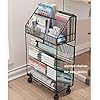 Amazon.com: Movable Bookcase with Wheels, 5-Layer Open Metal ...