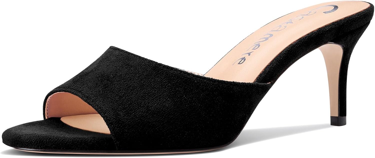 Amazon.com | Castamere Round Open Toe Heeled Sandals for Women Mid ...