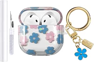 Amazon.com: AIIEKZ Compatible with AirPods 4 Case Cover 2024, Soft TPU with Cute Flower Pattern ...