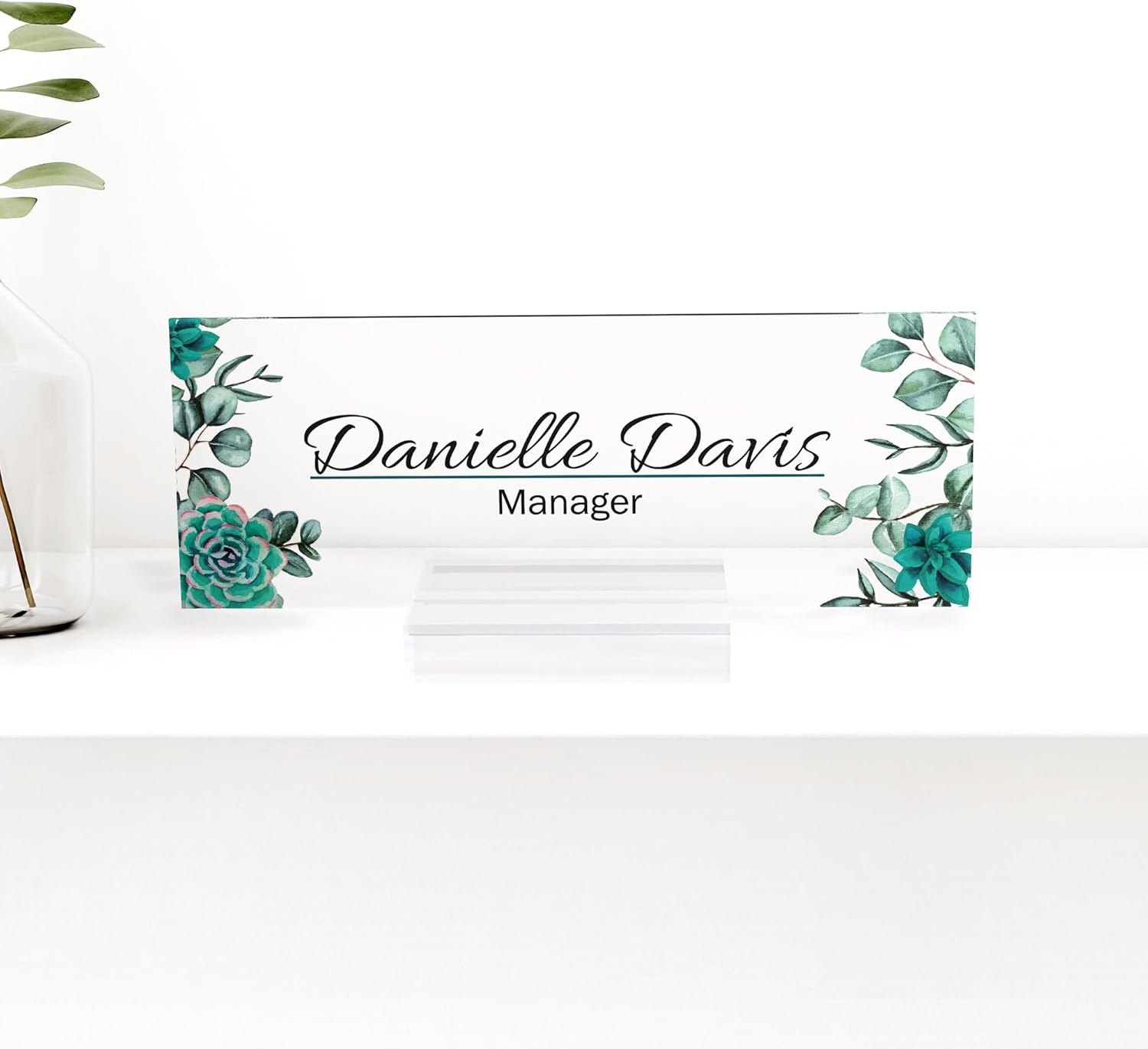 Amazon.com: Custom Glass Name Plate : Office Products