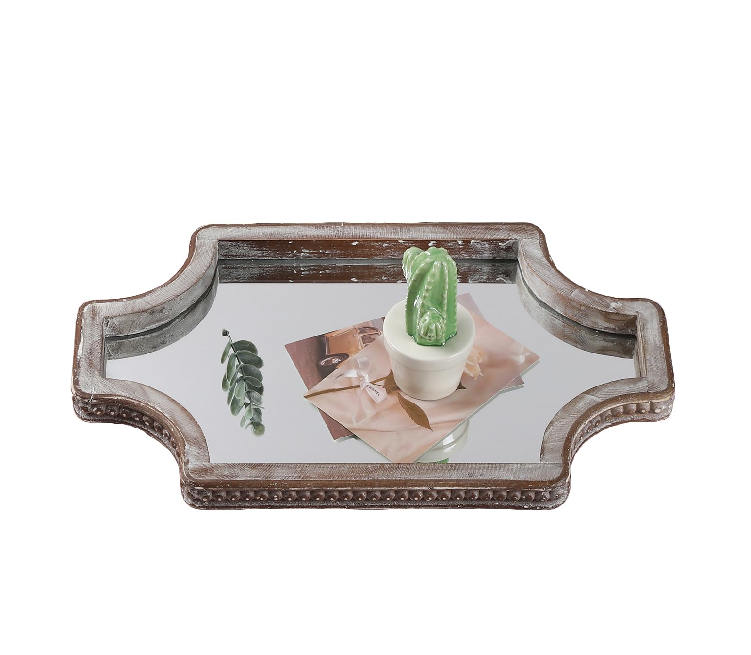 Amazon.com: 17“ Hexagonal Beaded Wooden Decorative Tray with Mirror ...