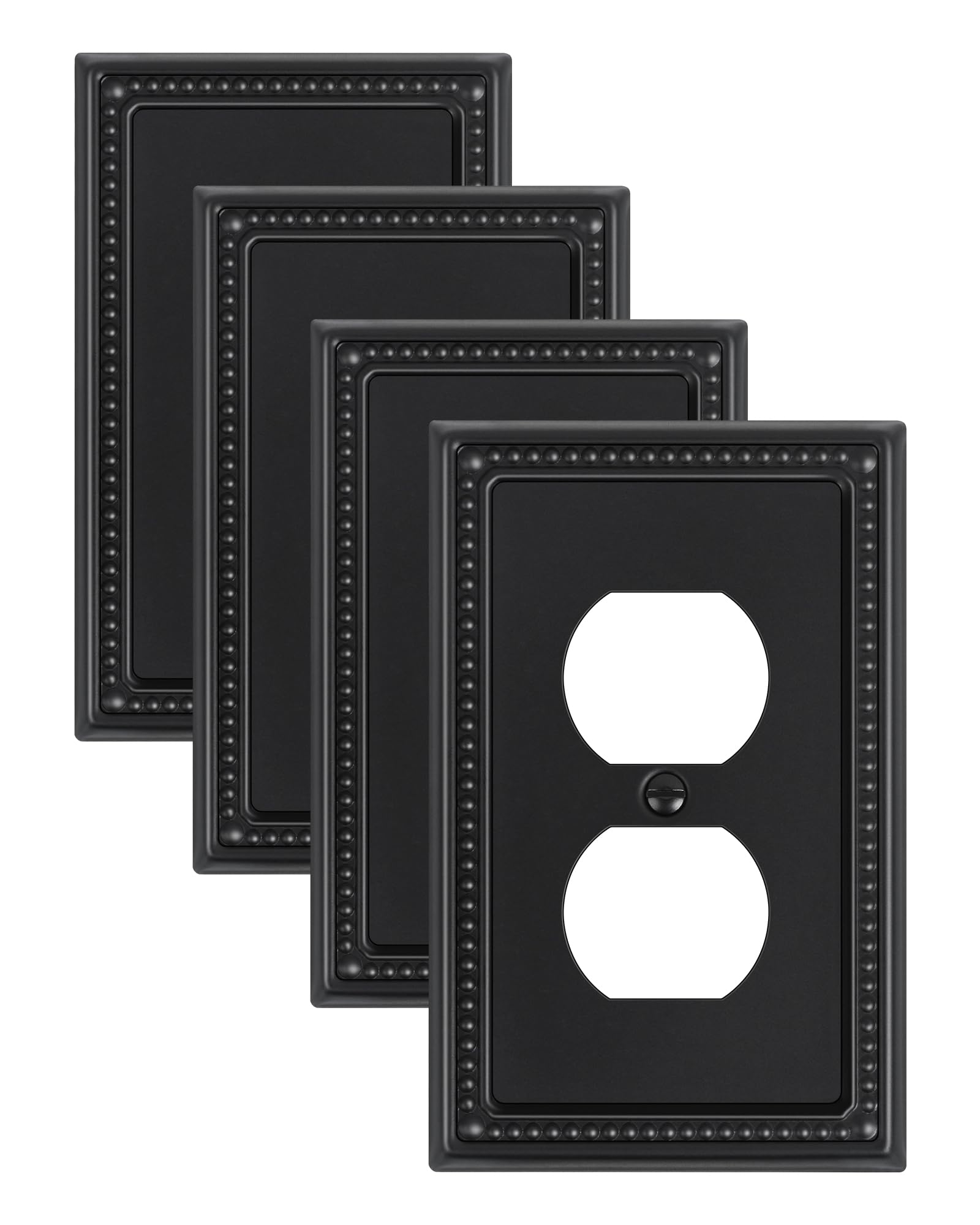 TREEWELL 4-Pack Duplex Outlet Cover, Black Metal Wall Plates for ...