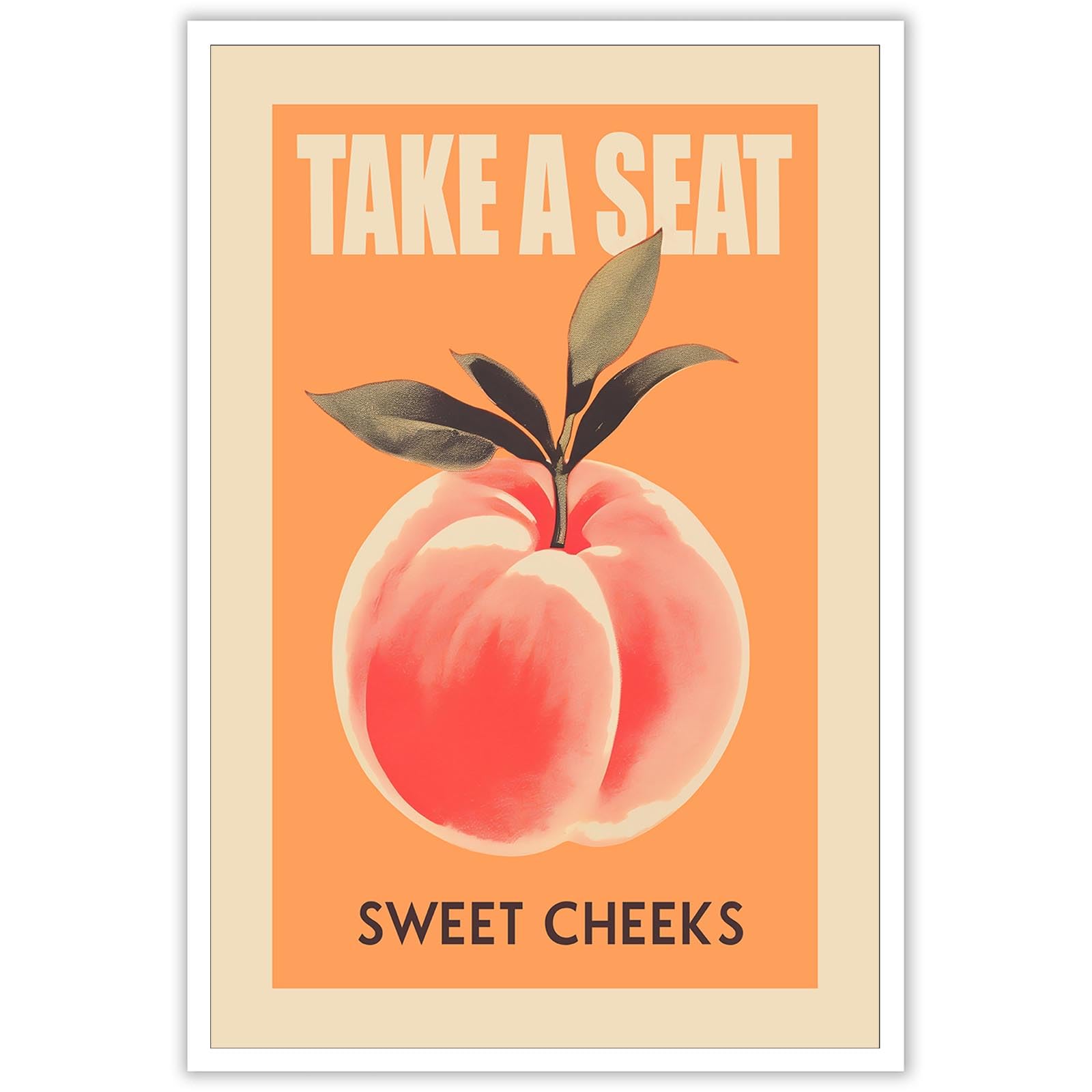 Amazon.com: Funny Pink Peach Wall Art Vintage Take A Seat Sweet Cheeks ...