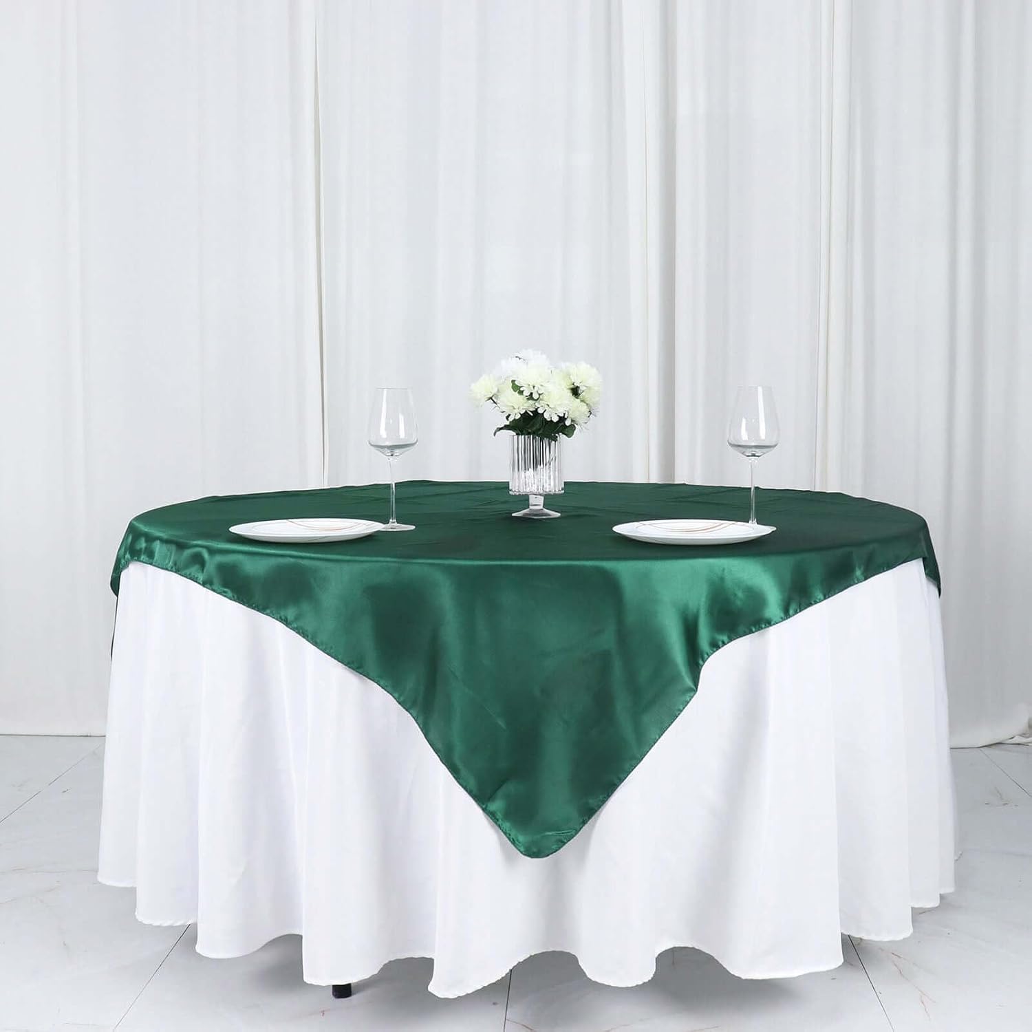 Amazon.com: Efavormart 60" Satin Square Tablecloth Overlay for Wedding ...