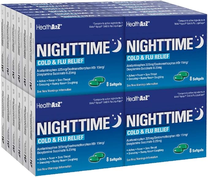 Amazon.com: HealthA2Z® Nighttime | Cold & Flu Medicine | Powerful Multi ...