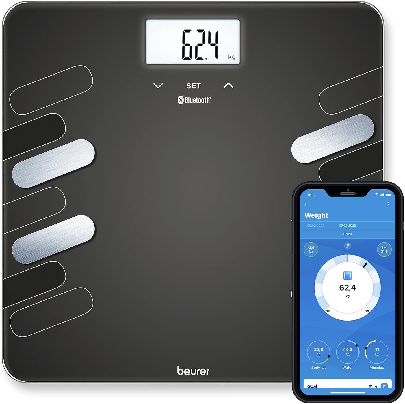 Beurer BF 600 Glass Impedance Scale with Bluetooth/Dedicated App User ...