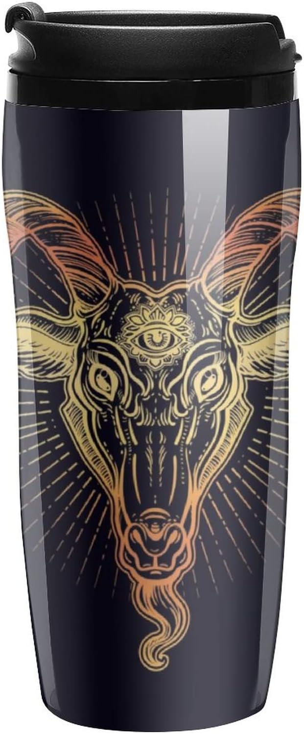 Amazon.com: Baphomet Satan Goat Travel Coffee Mug with Lid Plastic ...