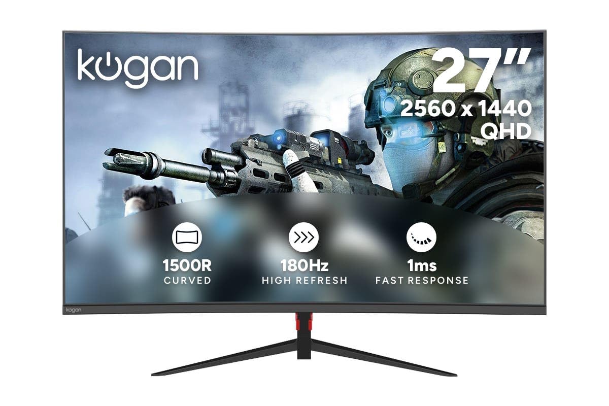 Kogan 27" Curved QHD 180Hz 1ms Gaming Monitor (2560 x 1440 ...
