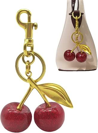 Cherry Keychain Pendant - Cherry Bag Hanging Charm, Crystal Shiny Resin ...