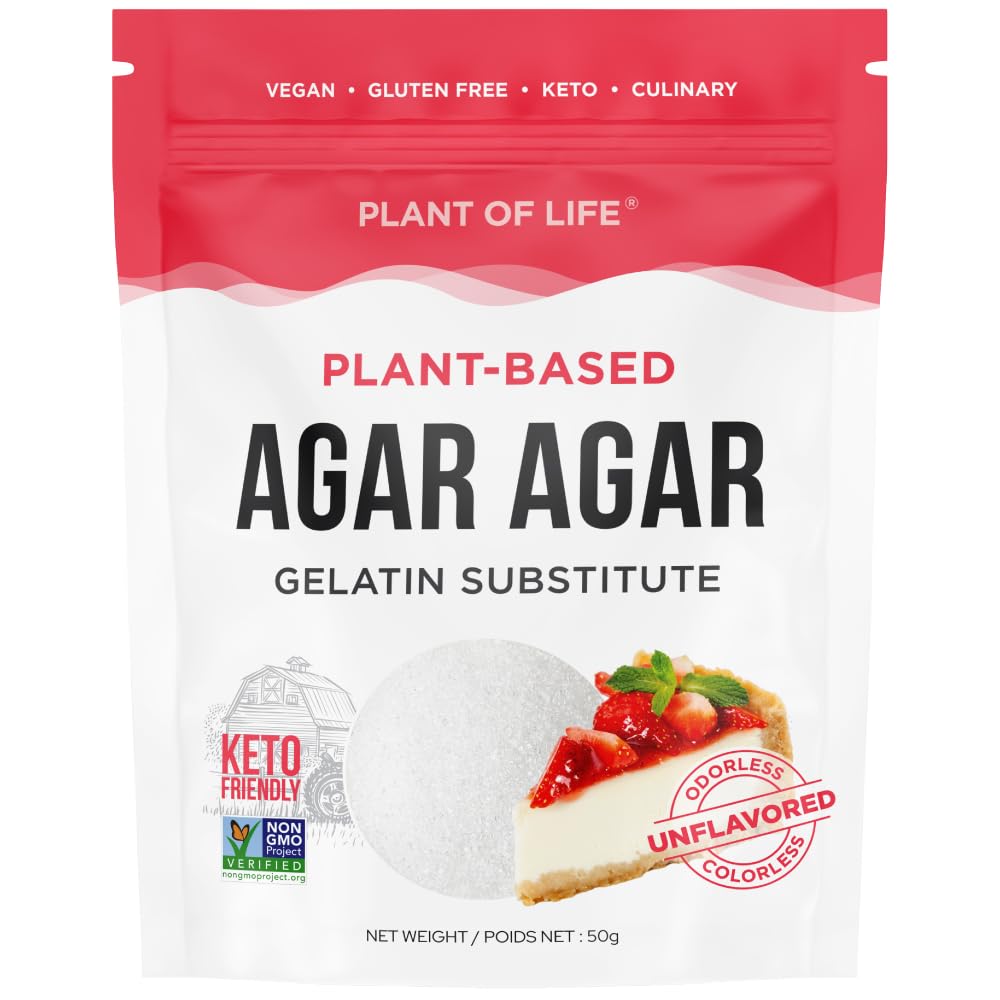 Agar Agar (50g) by Plant of Life | Vegan Gelatin Substitute, Gluten ...
