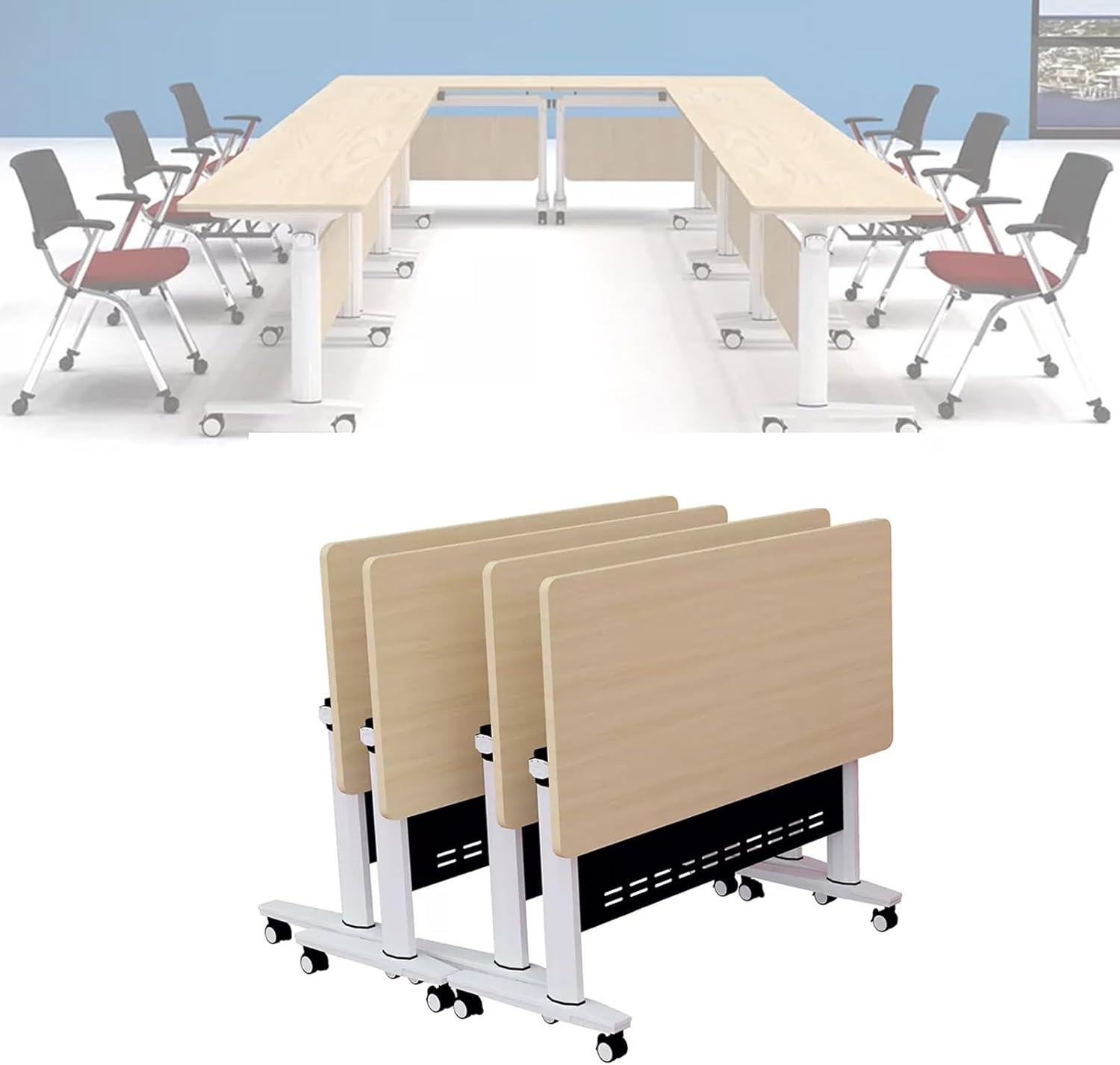 Amazon.com: Folding Conference Table, Foldable Rolling Meeting Tables ...