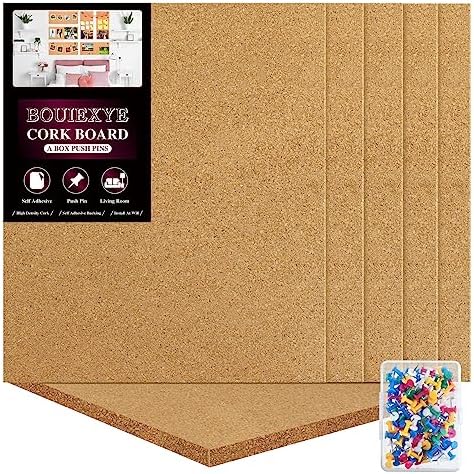 Amazon.com : Bouiexye Cork Board 6 Pack 12"x12" - 1/2" Bulletin Boards ...