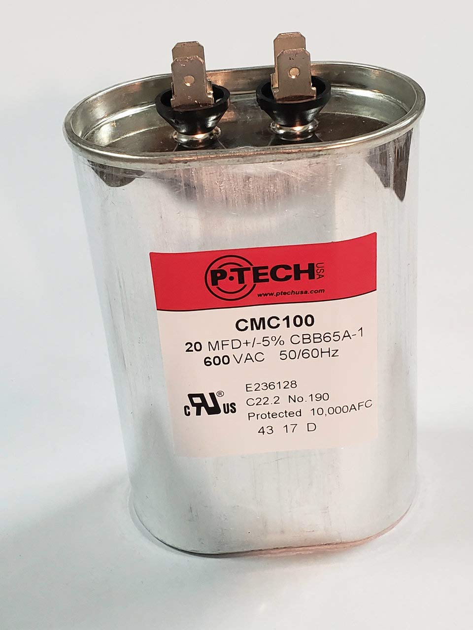 P-Tech USA - AC Motor Run Capacitor - 20MFD 600VAC - CMC100: Amazon.com ...