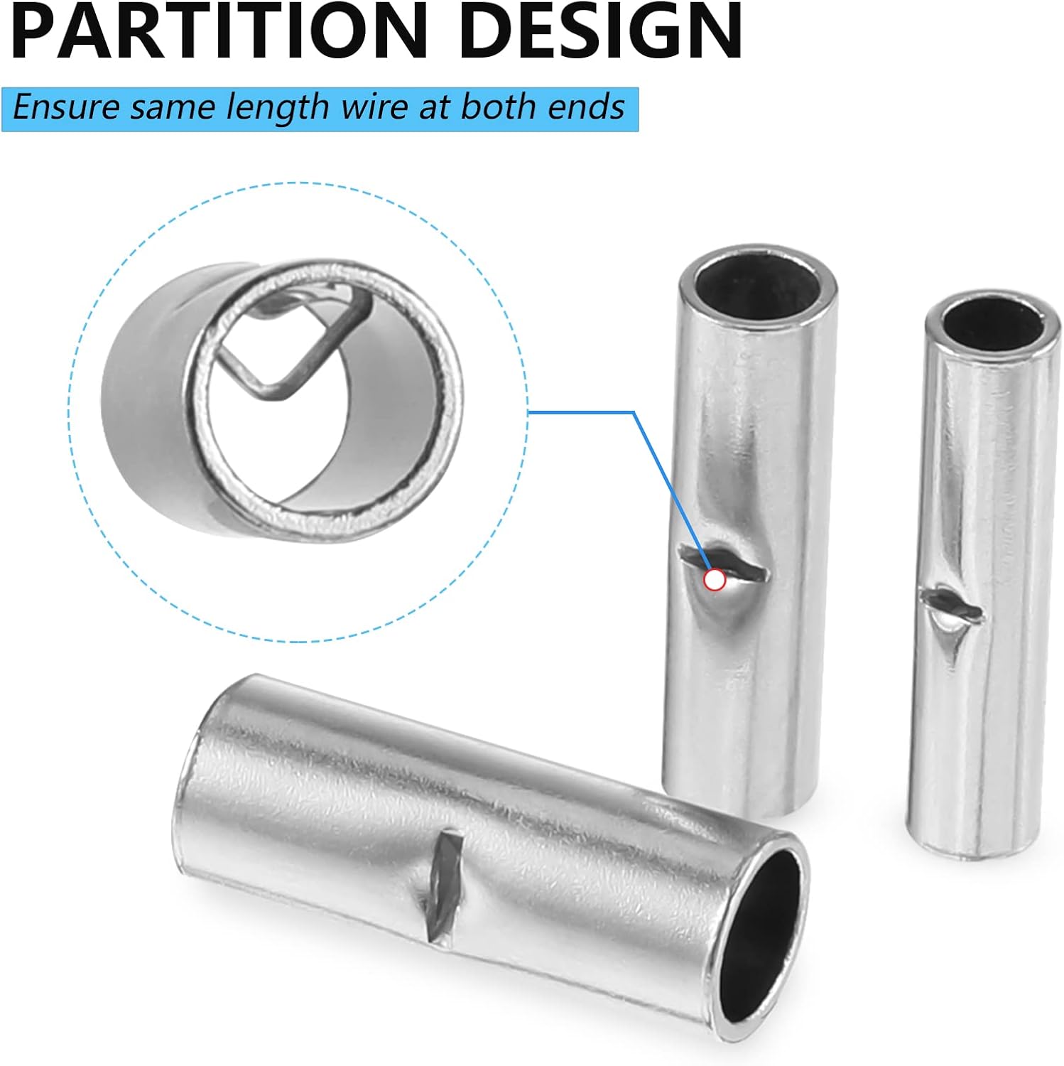 200 Pieces Electrical Connectors Butt Connectors Non-Insulated Wire ...