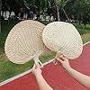 Amazon.com: Dzrige Natural Raffia Fans Heart Shaped Palm Leaf Hand Fans ...