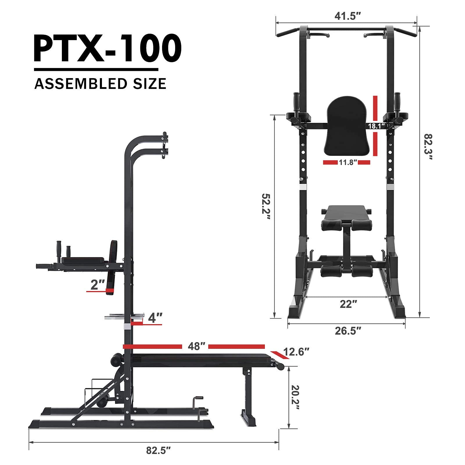 ER KANG Power Tower with Bench, 1000 LBS Pull Up Bar Dip Station, Pull ...