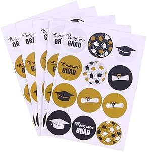 Amazon.com: FUNZZY Congrats Grad Stickers Graduation Theme Patterned ...