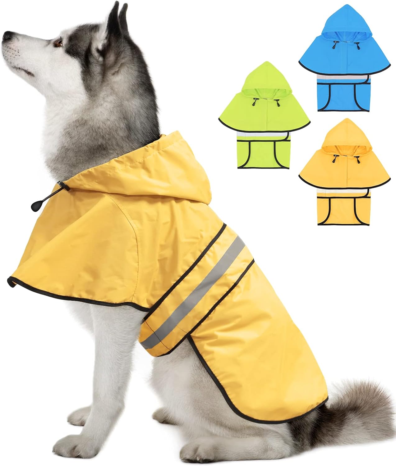 Weesiber Dog Raincoat - Adjustable Waterproof Dog Coat with Reflective ...