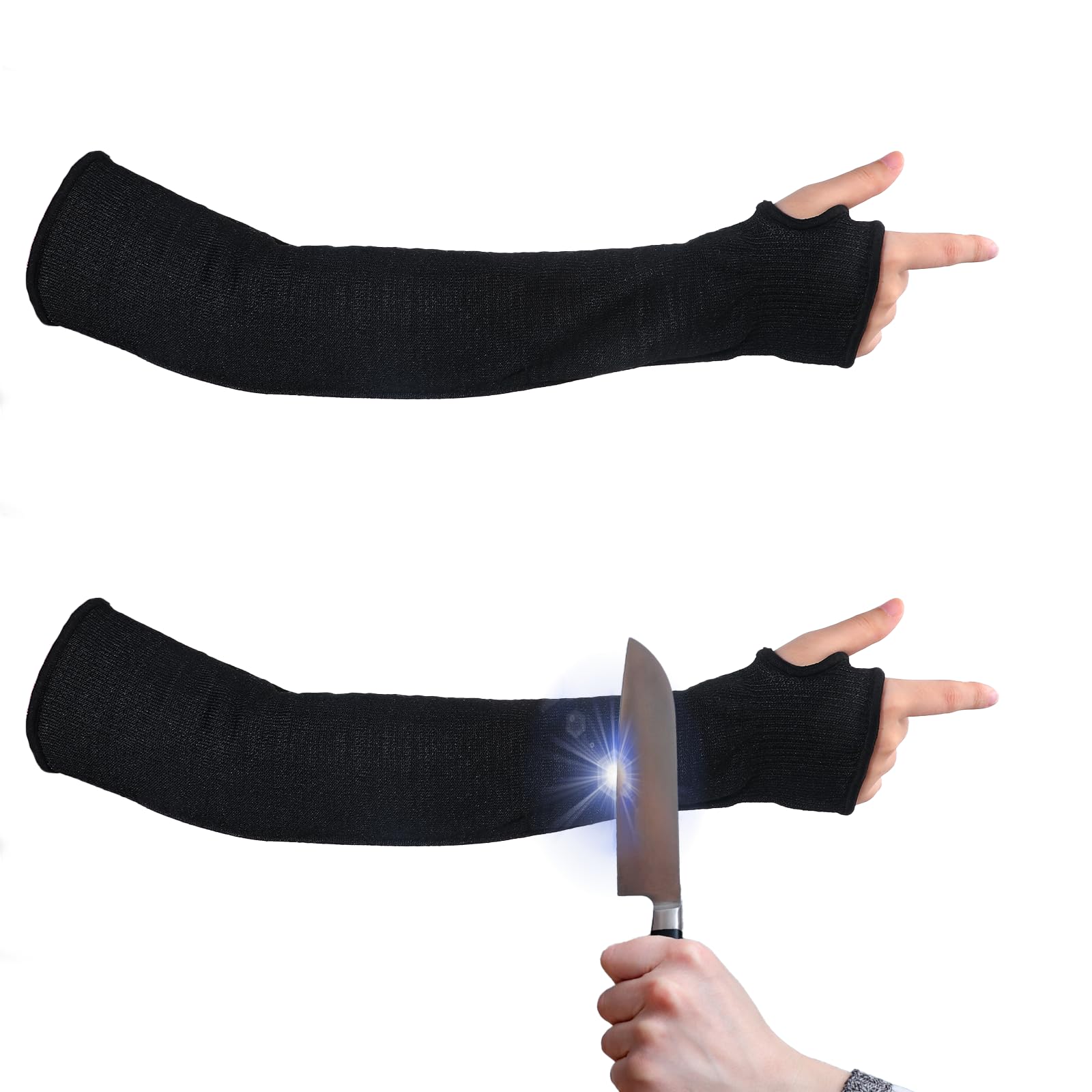 Cut Resistant Knit Sleeves with Thumb Slot, Arm Protection Sleeves ...