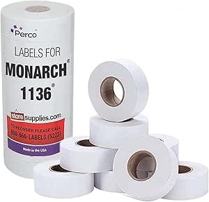 Amazon.com : Perco Freezer Adhesives White Labels for Monarch 1136 ...