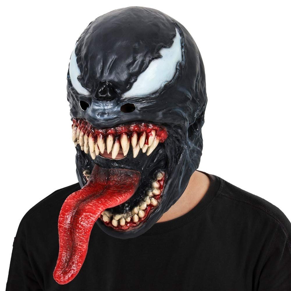 The Venom Full Head Mask Long Tongue Cosplay Superhero Venom ...