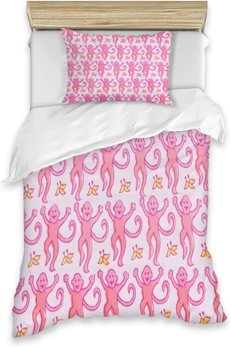 Amazon.com: Rjctyav Pink Monkey 3pcs Piece Bedding Set Customized ...