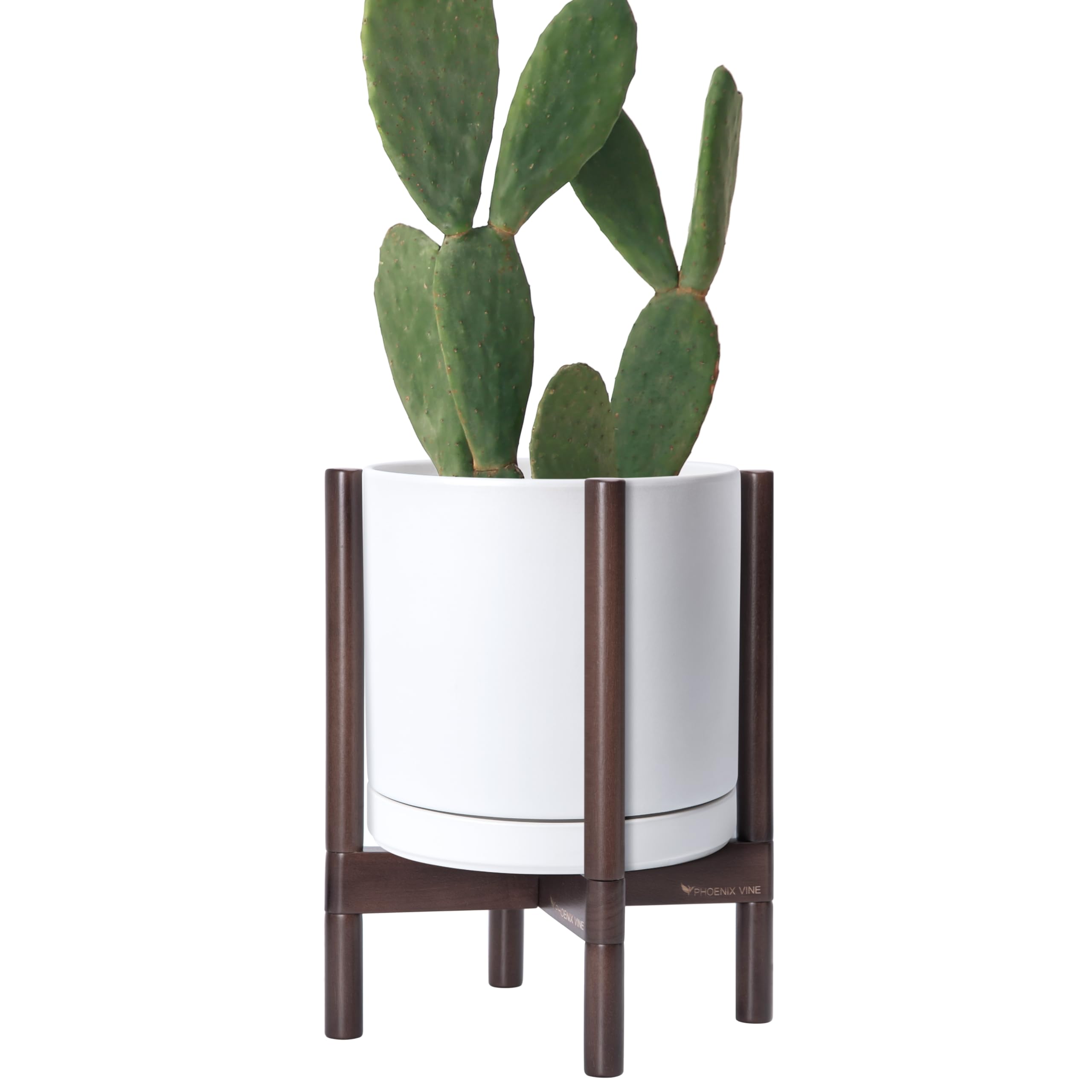 Amazon.com : D'vine Dev Ceramic Planter with Walnut Color Stand - 12 ...