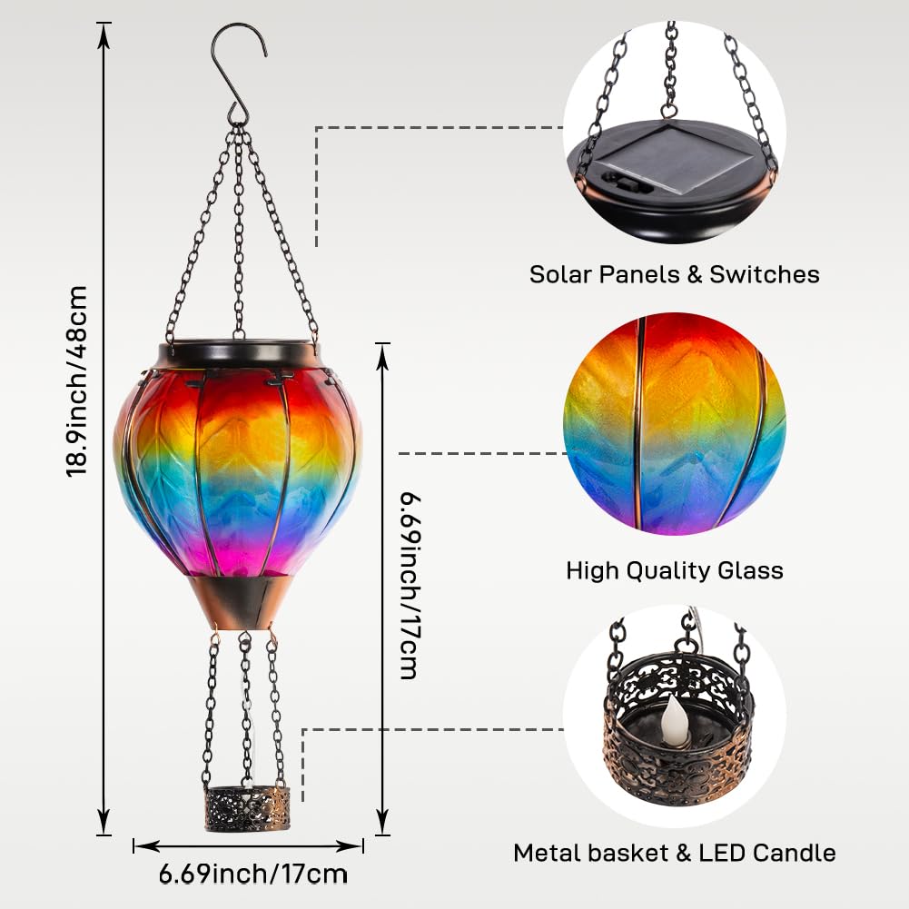 Starsoul Hot Air Balloon Solar Lantern with Candle Holder Solar Hot Air ...