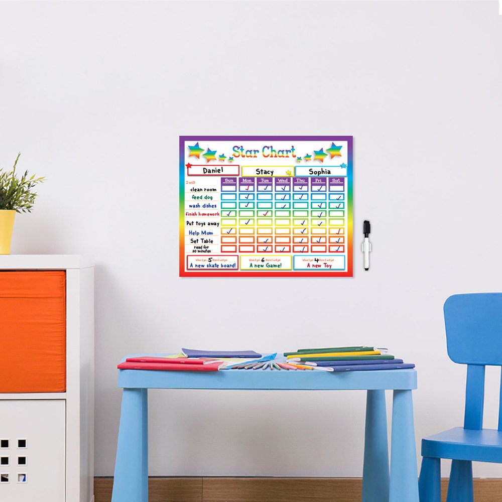 Dry Erase Reward Chore Chart - 16" x 13" - Multiple Children Behavior ...