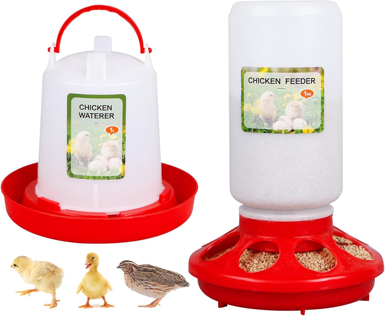 Amazon.com : DETODDA Chick Feeder and Waterer Kit, Automatic Chicken ...