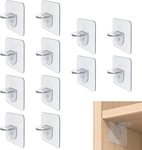 Pack of 12 Self-Adhesive Shelf Brackets, Shelf Brackets, No Drilling ...