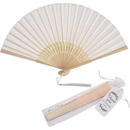 Amazon.com: SL crafts 50 Sets Imitated Silk Hand Fan with Tassel and ...