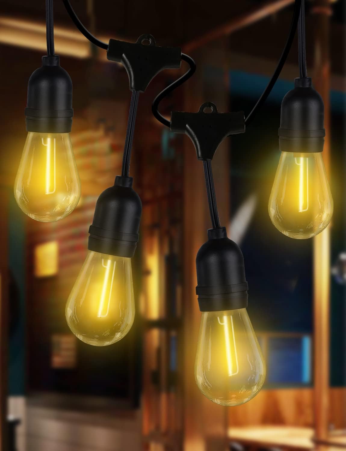 Patio String Lights,51Ft /15M Led String Lights Outdoor 15+1 Plastic ...