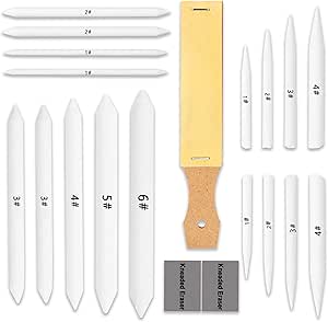 HIFORNY 20 PCS Sketch Drawing Tools - Blending Stumps and Tortillions Set Blending Tools,Kneaded ...