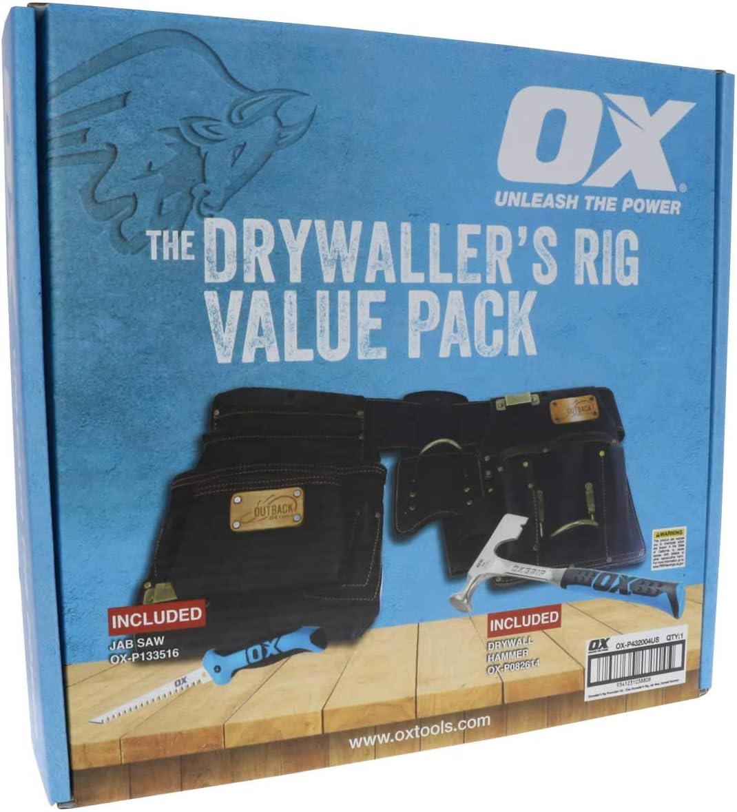 OX Tools OX-P432004 Oil Tanned Leather Drywall Rig with Hammer and Jab Saw