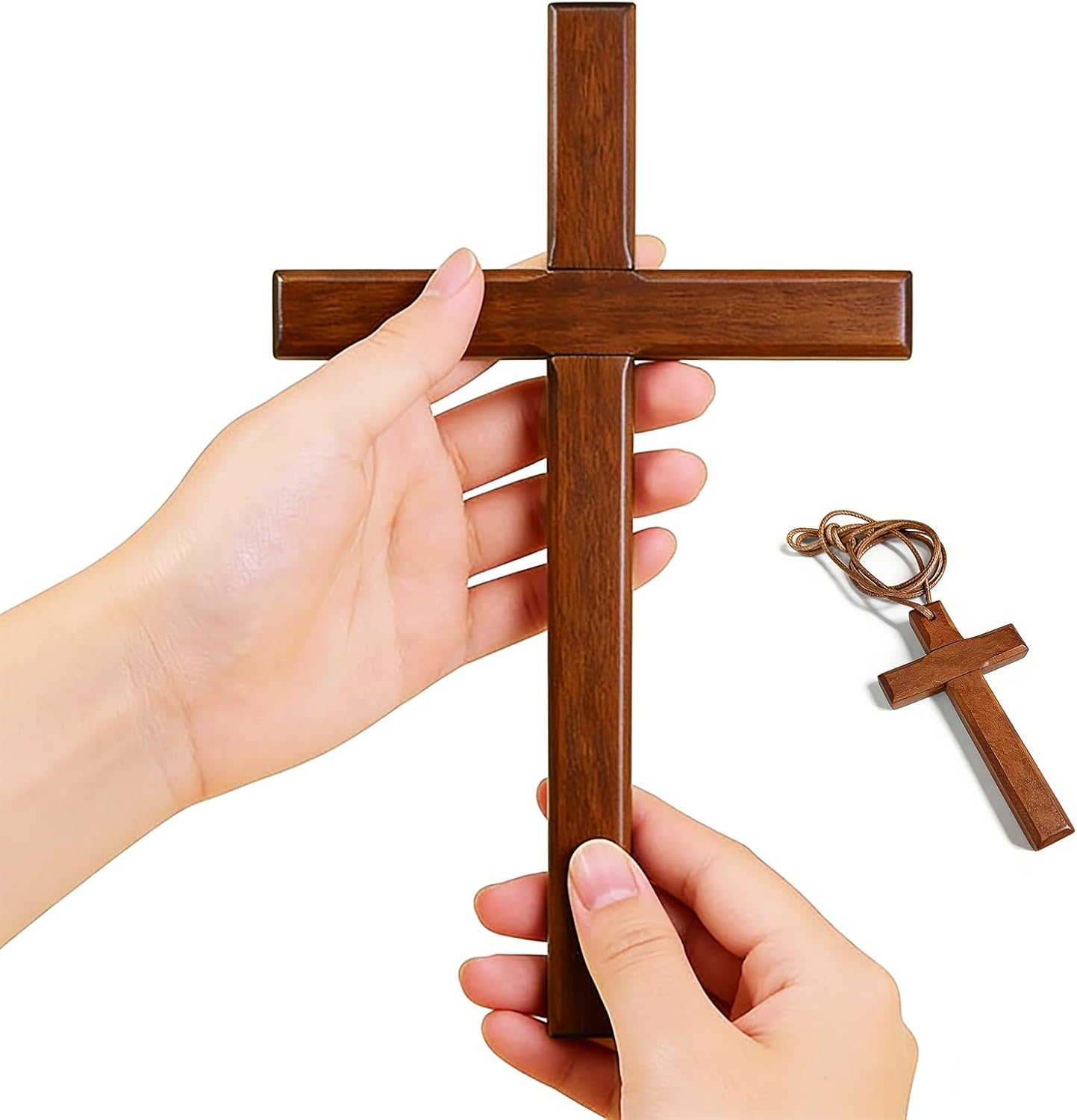 Amazon.com: Allyix Wooden Cross Wall Decor, Wall Cross, Hand Held Large ...
