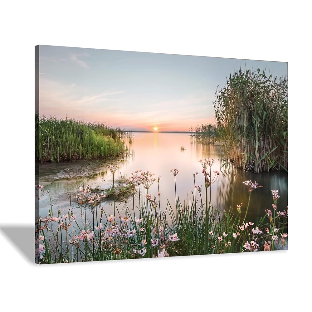 Amazon.com: lake pictures wall decor artwork: scenic canvas wall art ...
