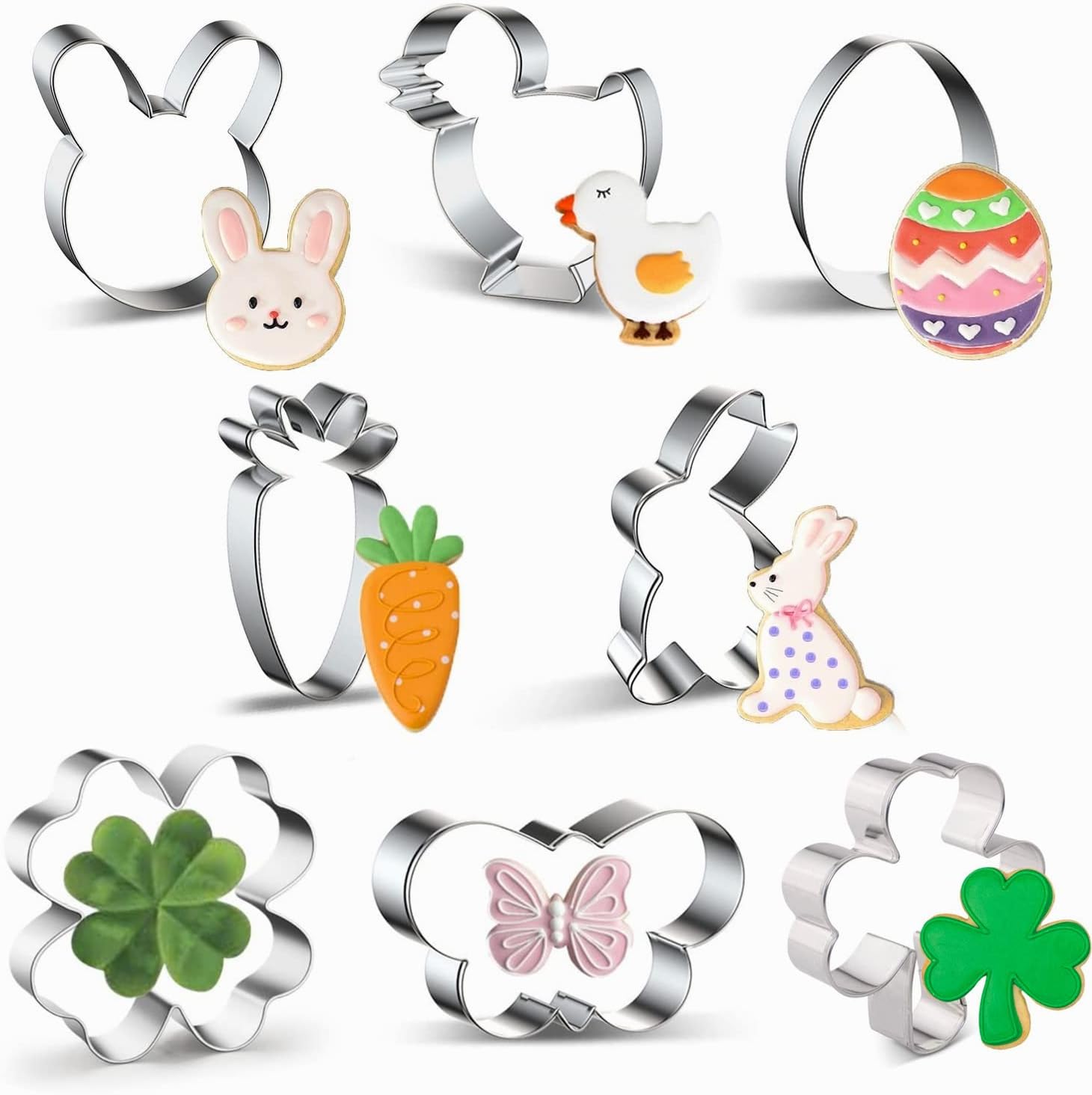 Easter Cookie Cutters Set - 9 Pcs Stainless Steel Biscuit Moulds with ...