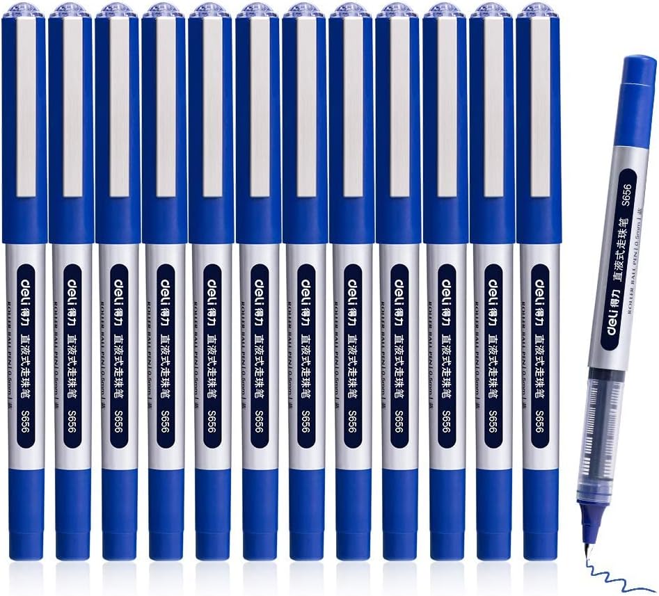 Rollerball Pens, 12 Pack 0.5mm Quick-drying Liquid Ink Stick Ballpoint ...