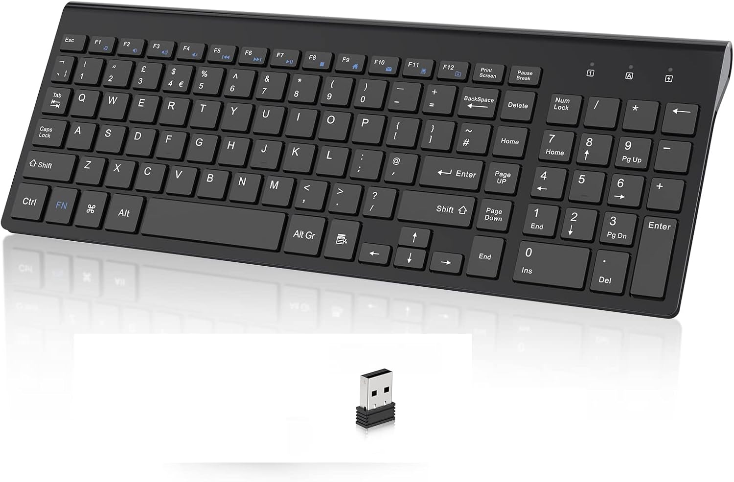 cimetech 2.4G Wireless Keyboard, QWERTY UK Full-Size Layout, USB ...