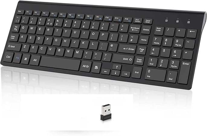 cimetech 2.4G Wireless Keyboard, QWERTY UK Full-Size Layout, USB ...