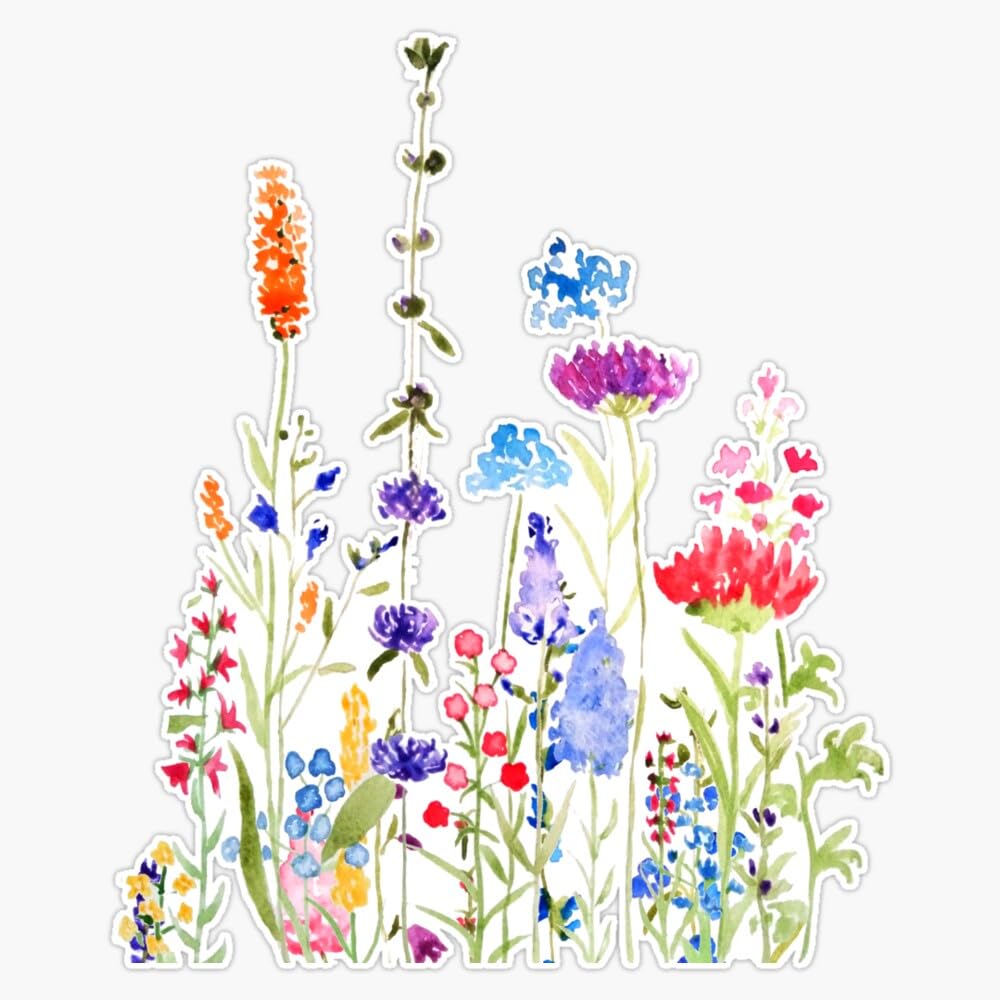 Amazon.com: Colorful Wild Flowers Watercolor Painting Sticker Vinyl ...