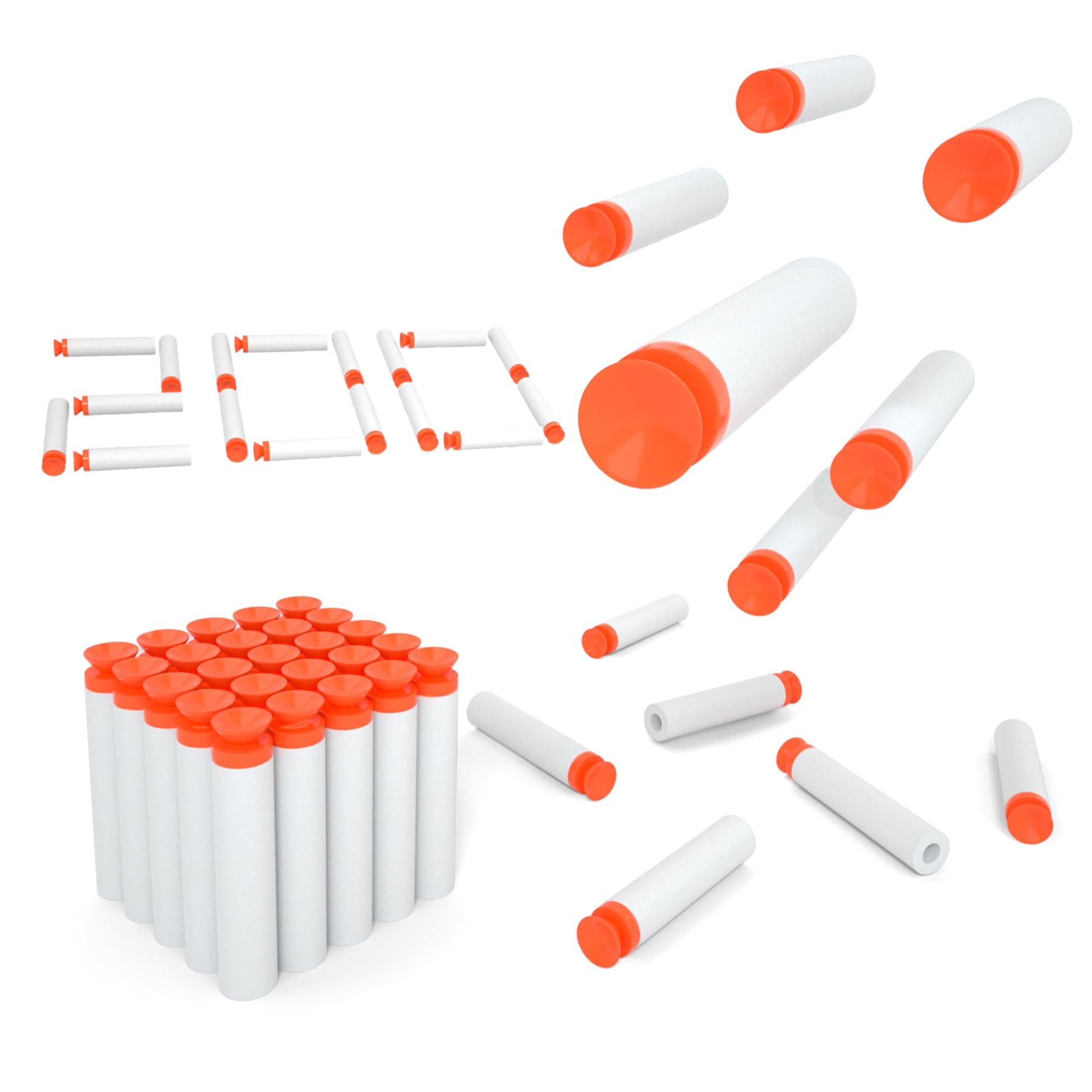 Snapklik.com : BOROLA 200pcs 7.2cm Refill Bullet Darts Compatible For Nerf Elite Series Blasters ...