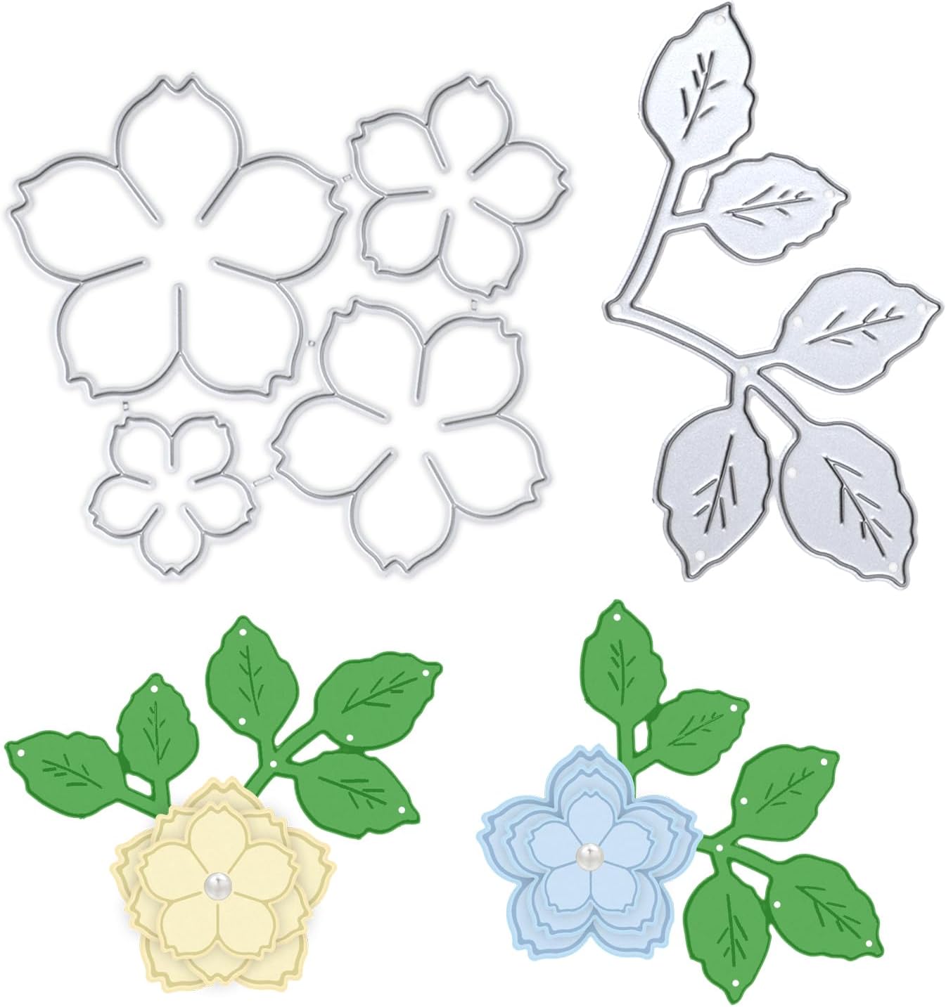Amazon.com : 3D Rose Flower Die Cuts Metal Flower Leaf Cutting Dies ...