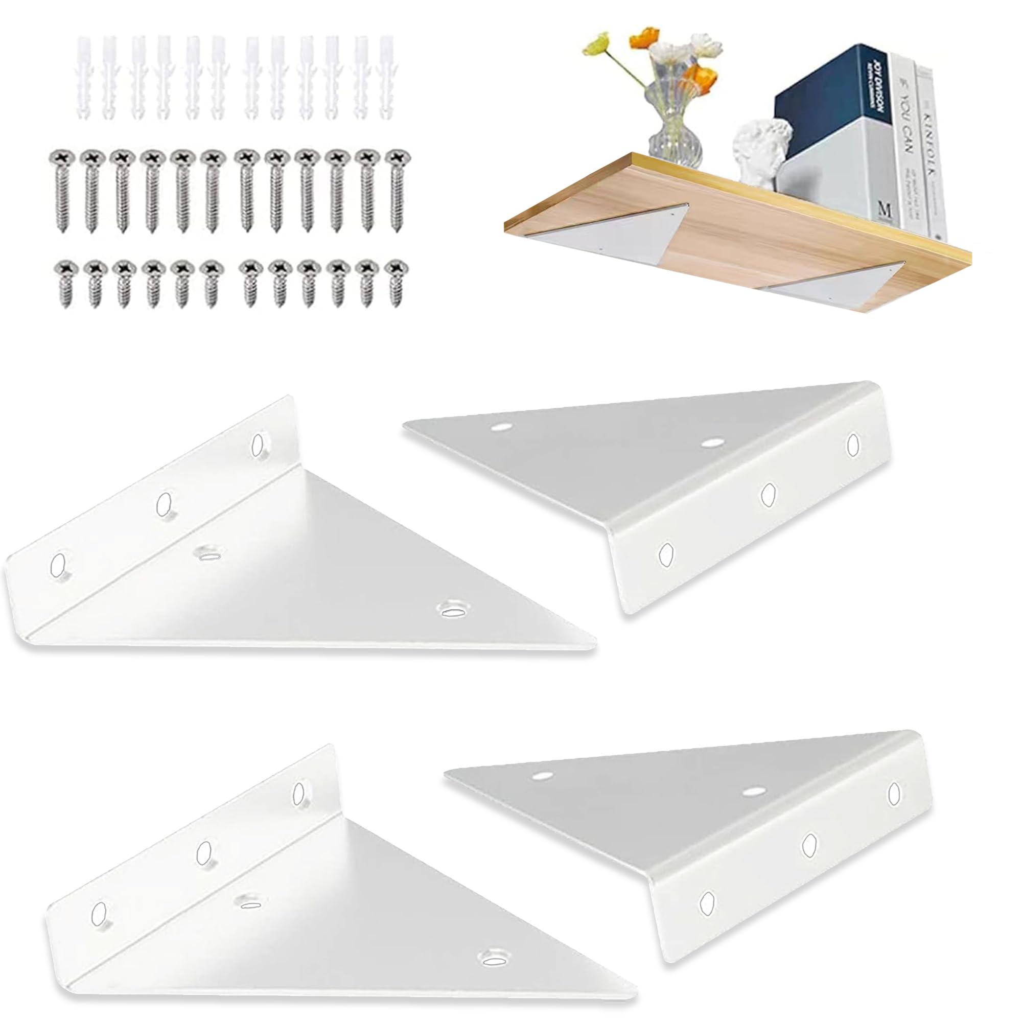 Snapklik.com : 4 Park Floating Shelf Bracket 4 X 3 Inch, White 4 Inch ...
