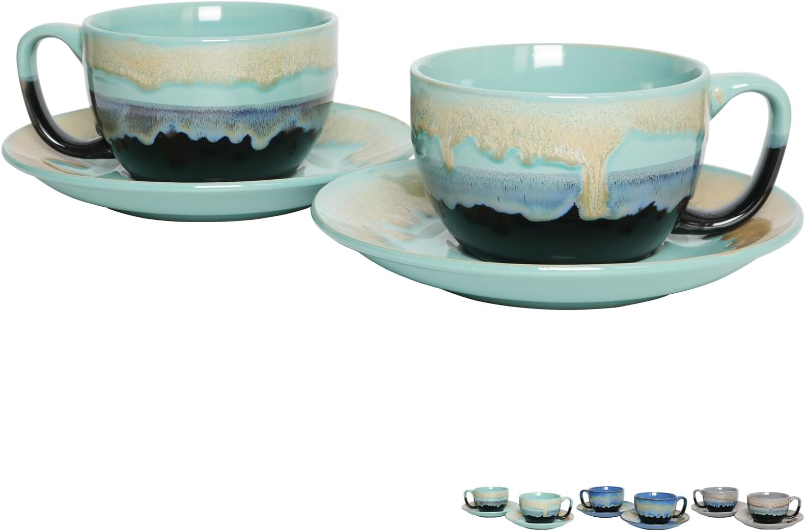 Amazon.com | Mora Ceramic Latte Art Mug With Saucer - 10.5 oz, Round ...
