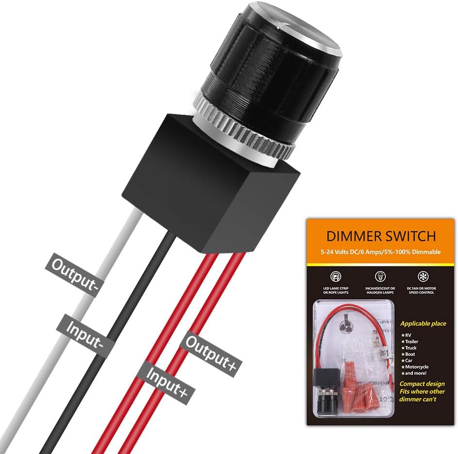 Amazon.com: 12 Volt DC Dimmer for LED, Halogen, Incandescent - RV, Auto ...