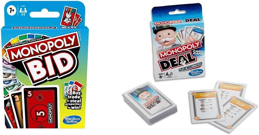 Hasbro F1699 Monopoly Bid Card Game - Quick Playing for 4 Players and ...
