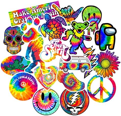 Amazon.com: 100 Pieces Tie Dye Stickers Colorful Rainbow Waterproof ...